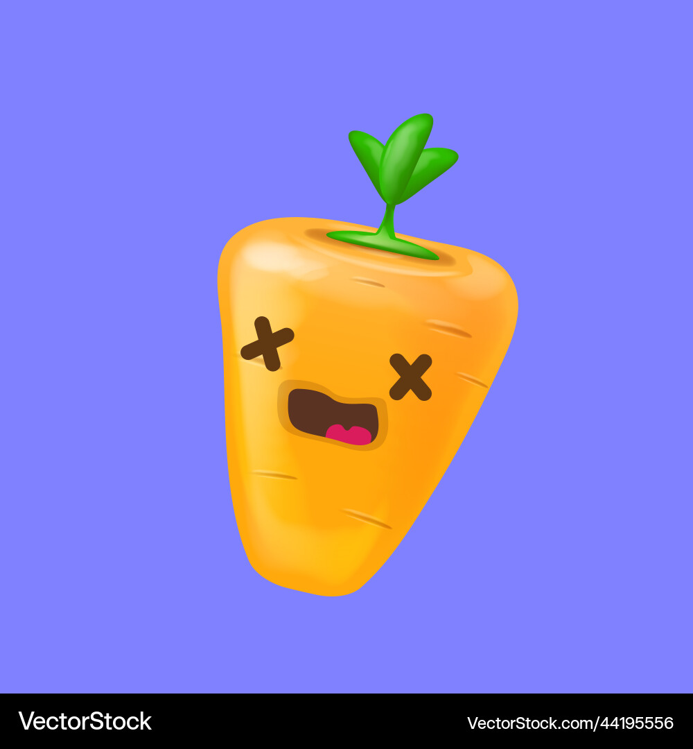 Cute smiling carrot isolated on violet background Vector Image