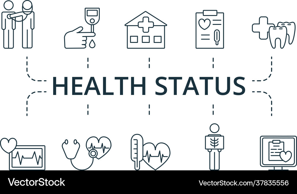 Health status icon set collection contain pack Vector Image