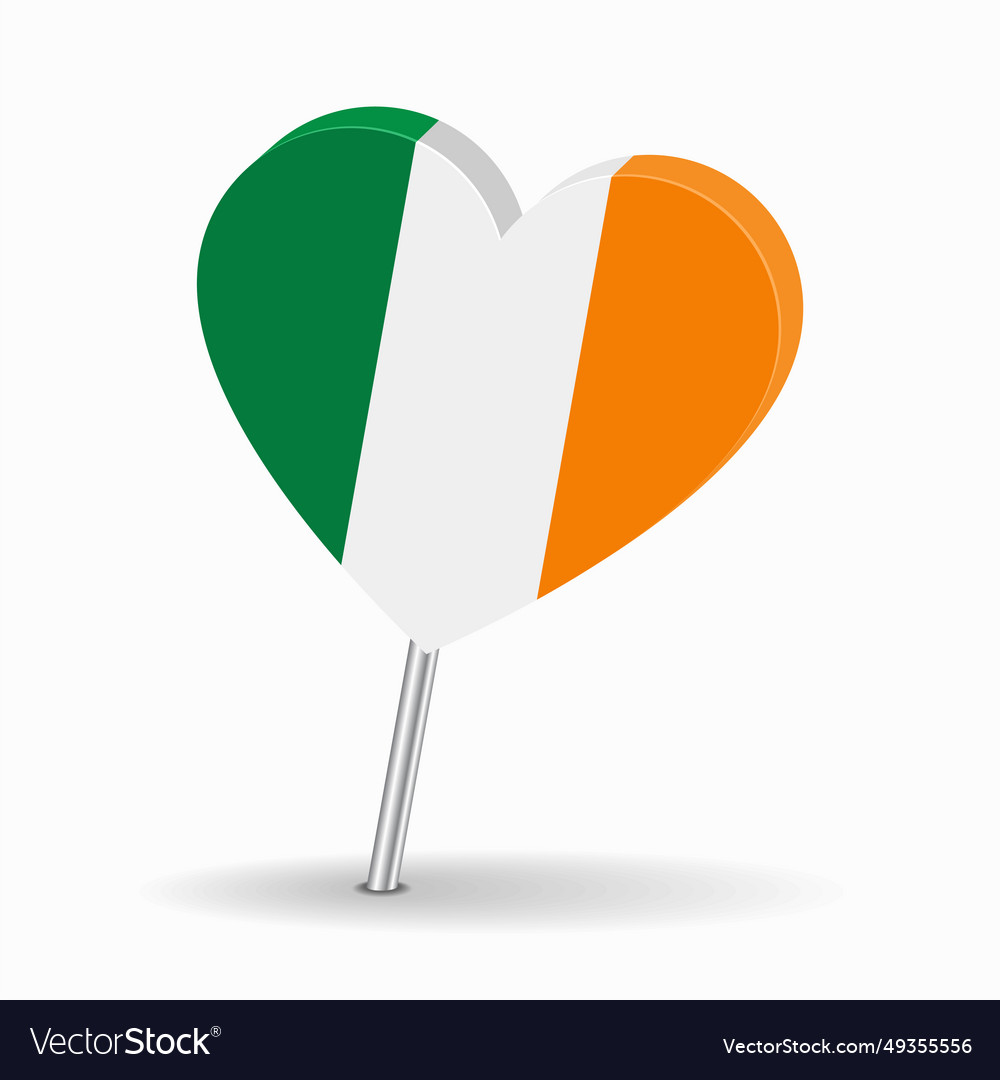 Irish flag heart-shaped map pointer layout Vector Image