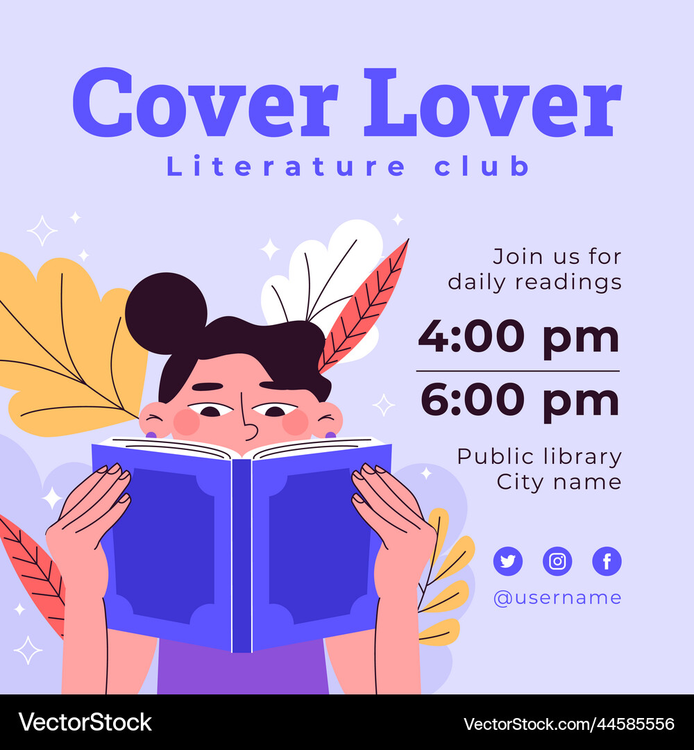 Literature book club posts set Royalty Free Vector Image