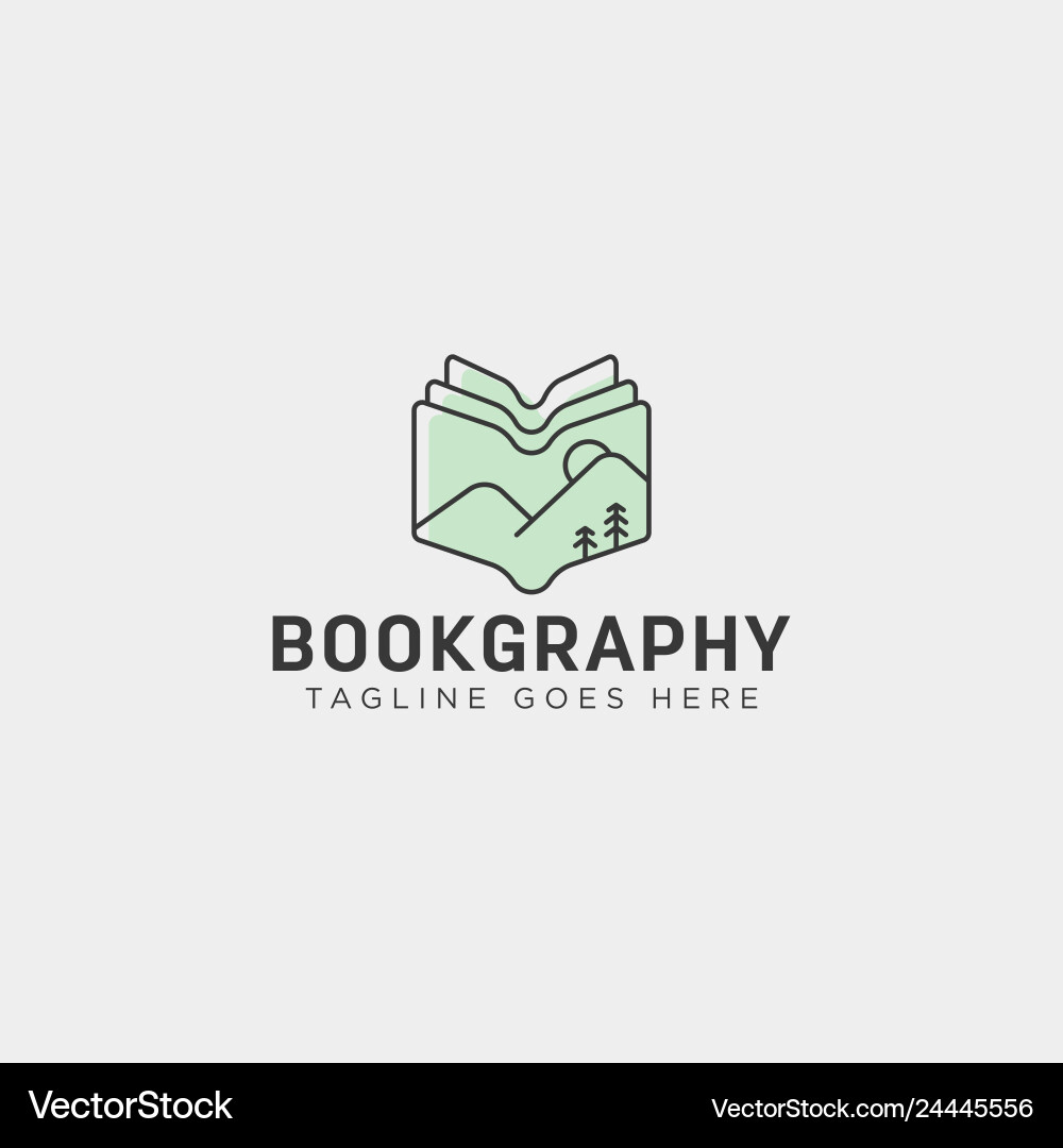 Mountain book geography education logo template Vector Image