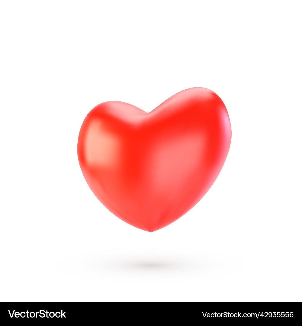 Realistic red heart with shadow isolated on white Vector Image