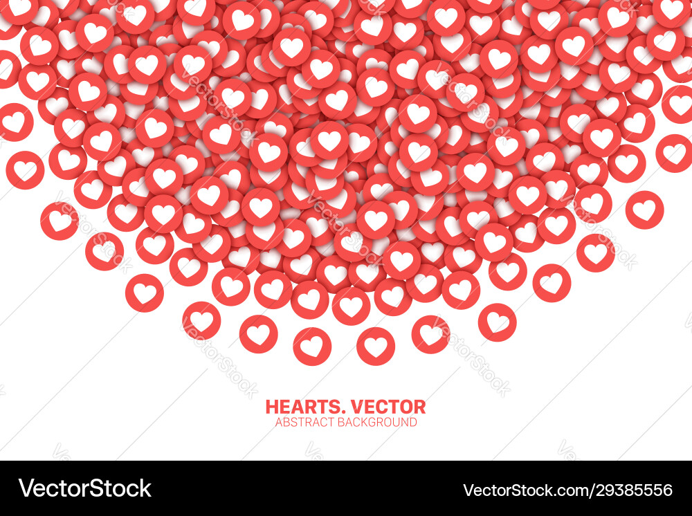 Scattered hearts red flat icons isolated on white Vector Image