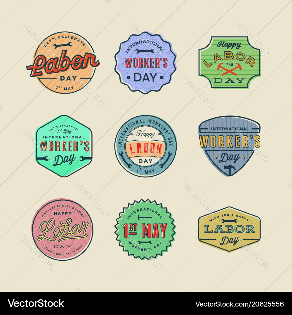 Set labor day badges international workers day Vector Image