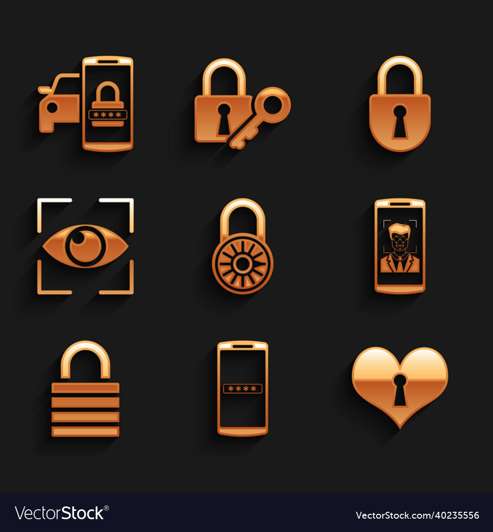 Set Safe Combination Lock Wheel Mobile Royalty Free Vector