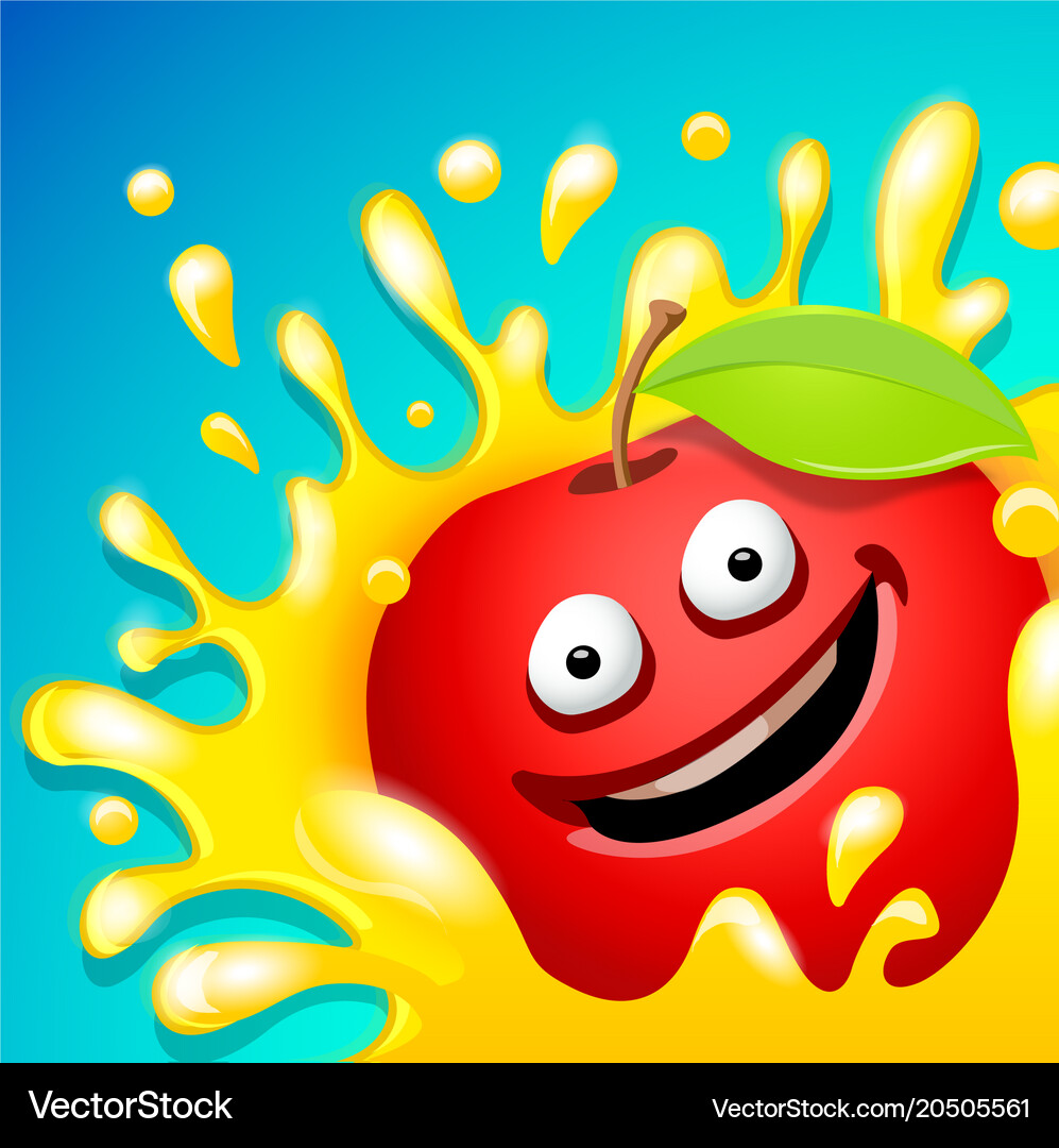 Cartoon character fresh apple juice Royalty Free Vector
