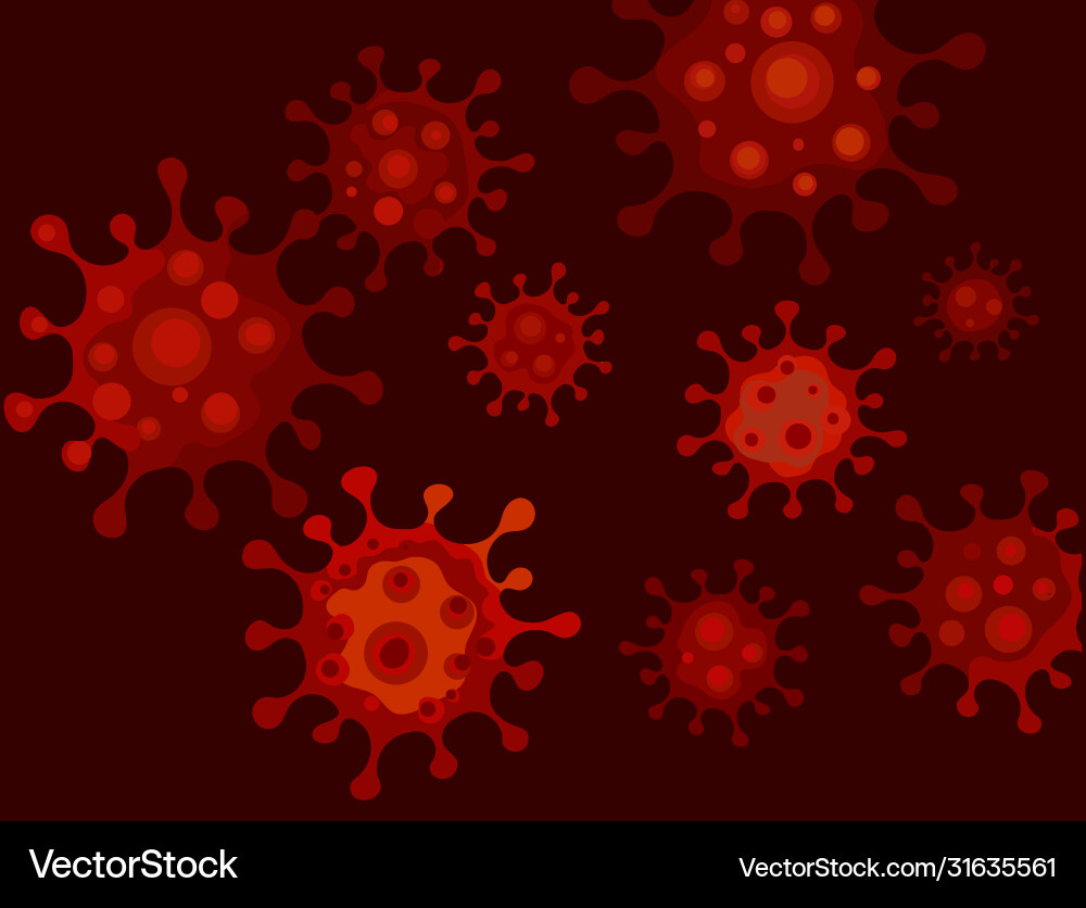 Corona viruses under microscope floating on dark Vector Image
