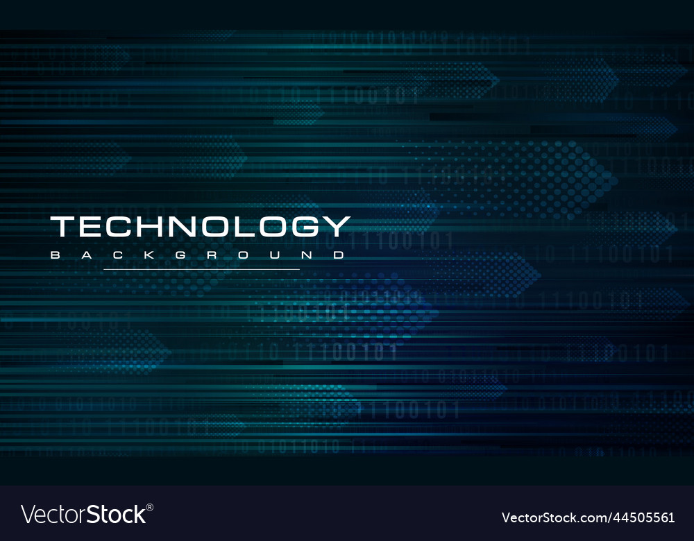 Digital Technology Data Green Background Cyber Vector Image