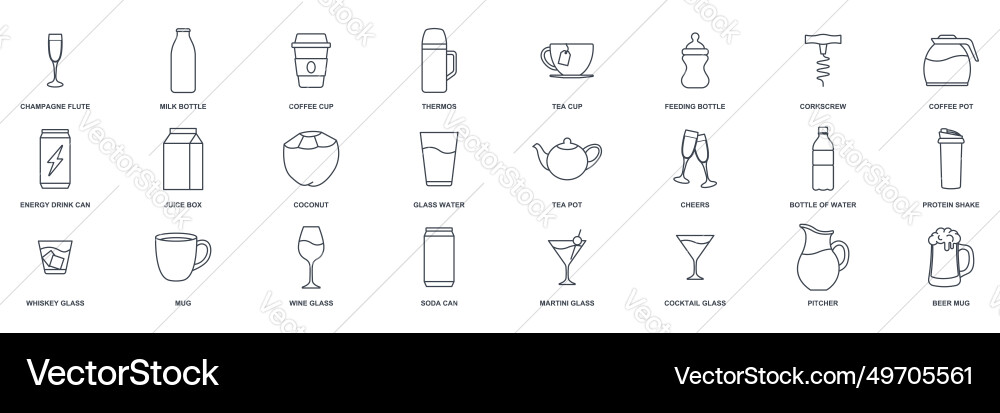 Drink icon set included icons as beer mug folder Vector Image