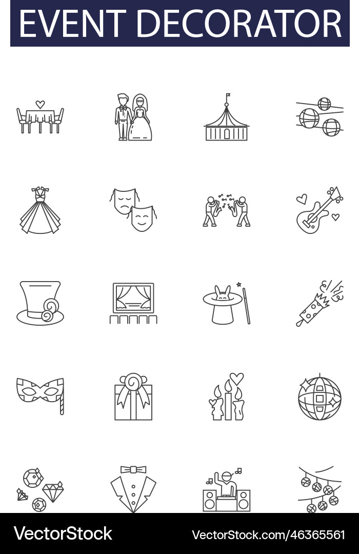 Event decorator line icons and signs Royalty Free Vector