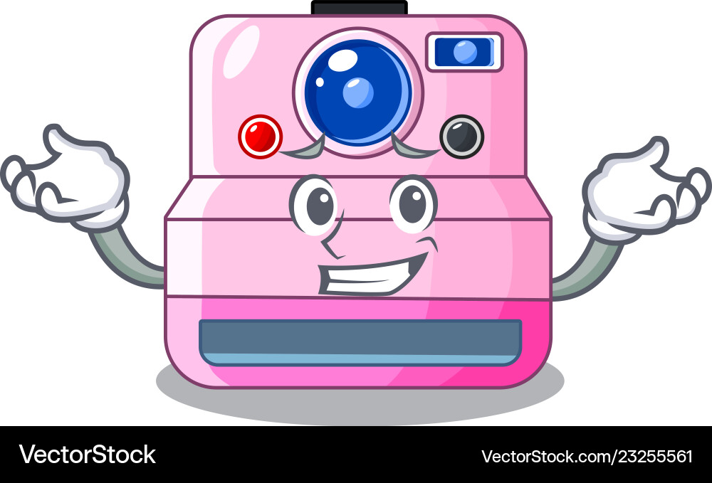 Grinning instant camera with revoke cartoon Vector Image