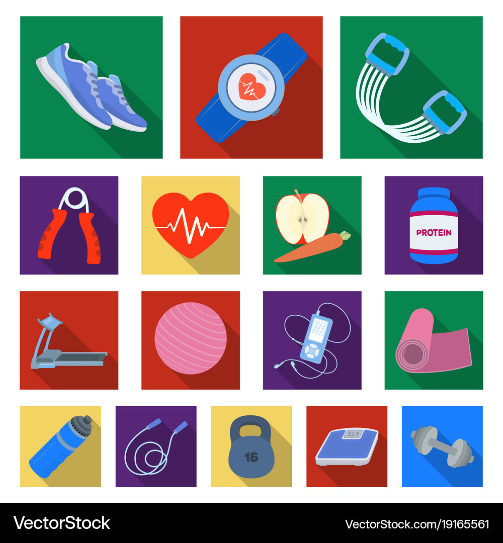 Gym and training flat icons in set collection Vector Image