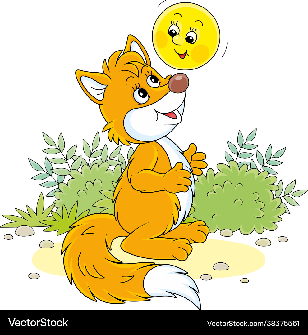 Happy round loaf and a cunning red fox Royalty Free Vector