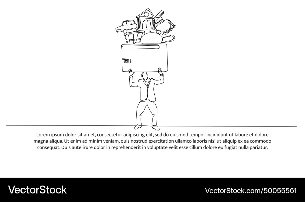 One continuous line design of a man working hard Vector Image
