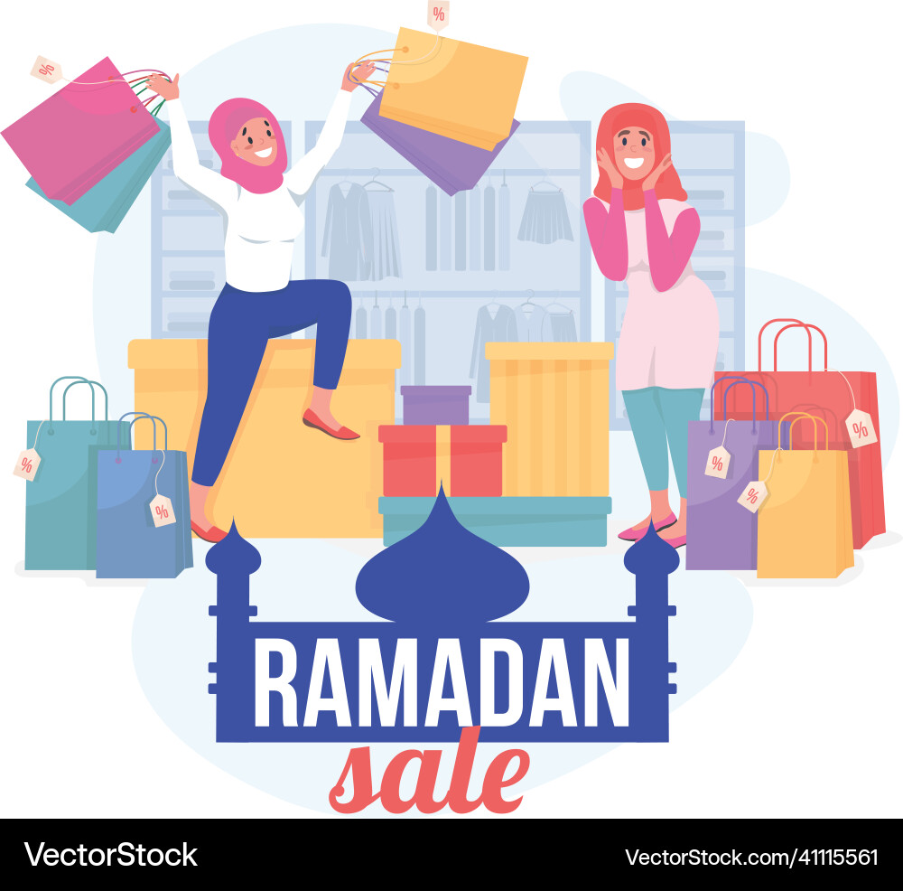 Ramadan sale flat concept Royalty Free Vector Image