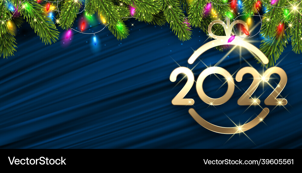Round christmas bauble frame with 2022 sign Vector Image