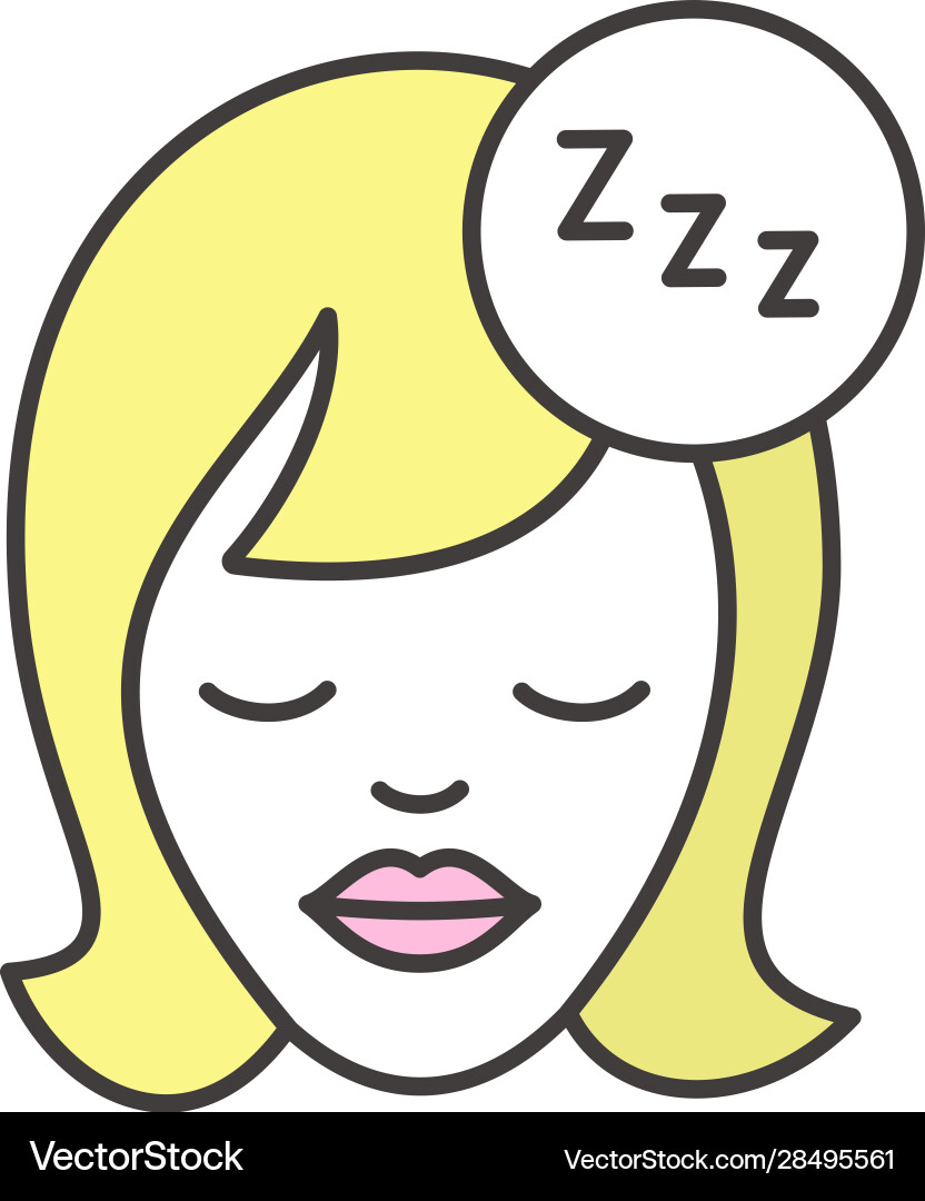 Sleeping woman color icon Royalty Free Vector Image