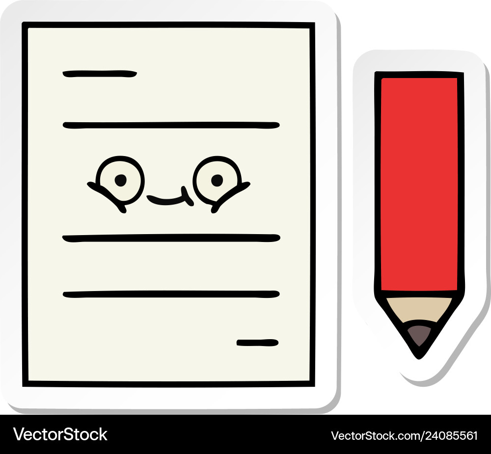 Sticker a cute cartoon test paper Royalty Free Vector Image