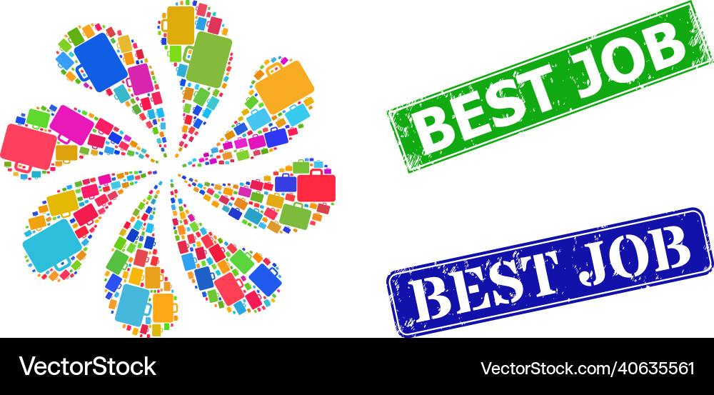 Textured best job seals and case icon colored Vector Image