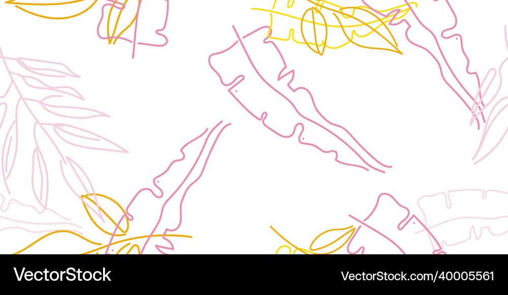 Tropical leaf modern print pastel one line drawing