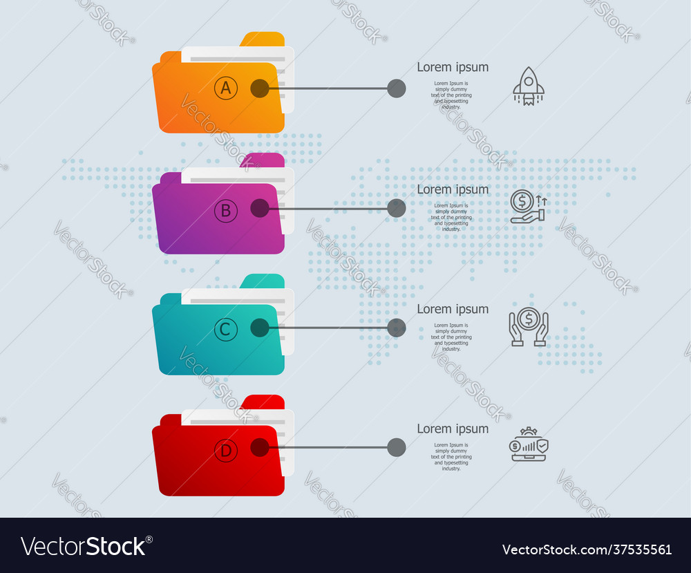Vertical folder infographics presentation element Vector Image