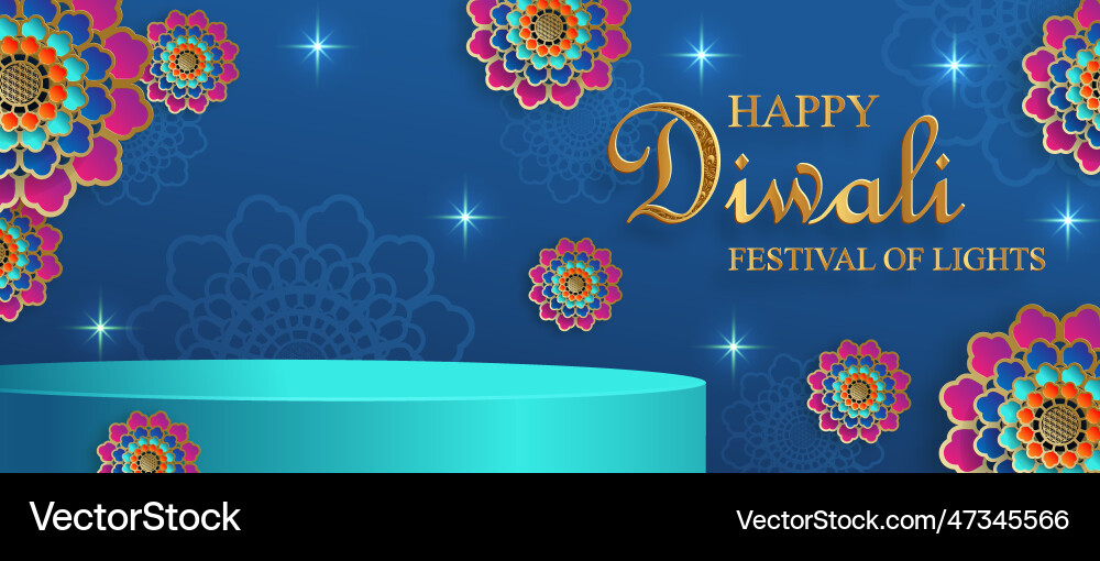 3d podium round stage style for diwali deepavali Vector Image
