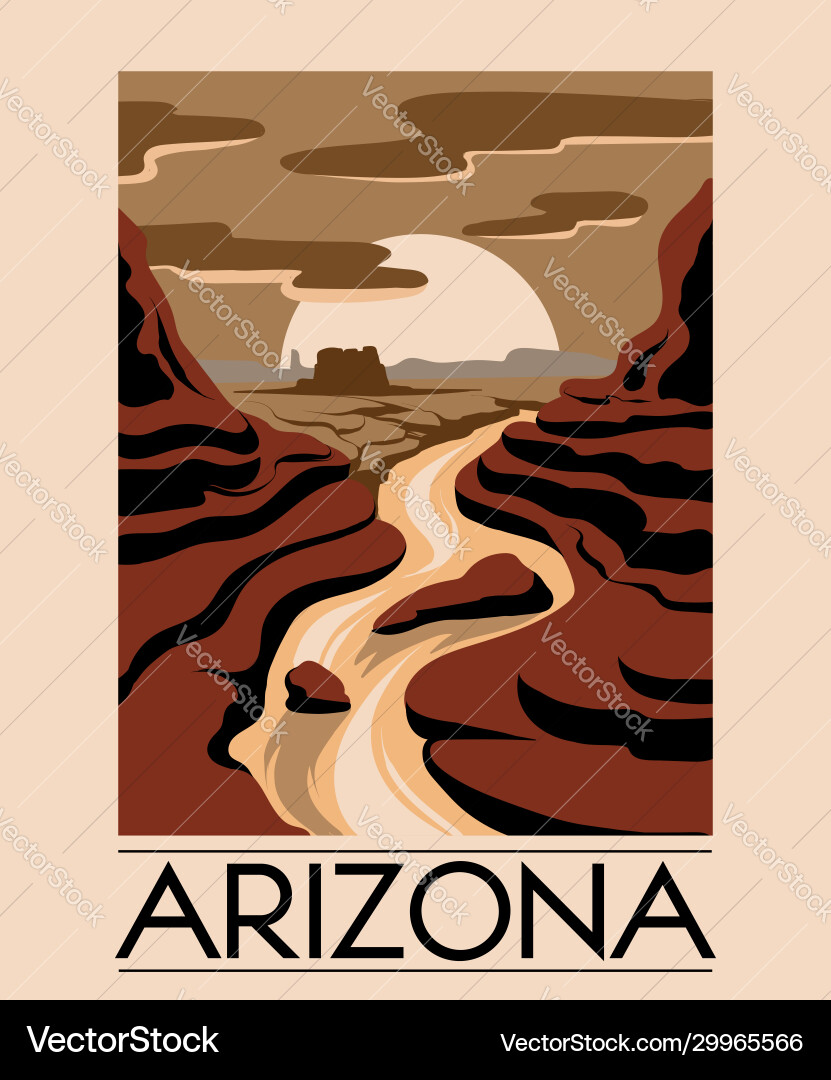 Arizona hand drawn landscape desert isolated Vector Image