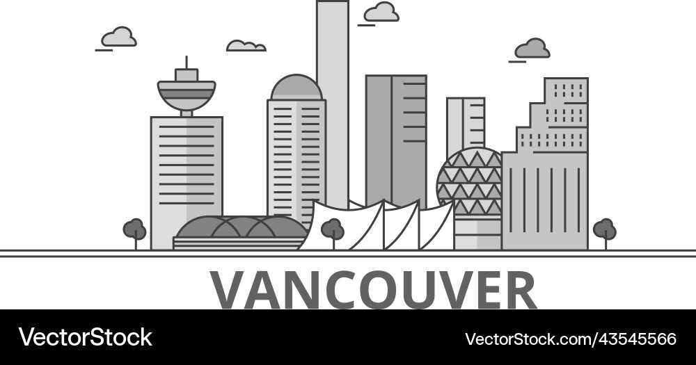 Canada vancouver city skyline isolated Royalty Free Vector