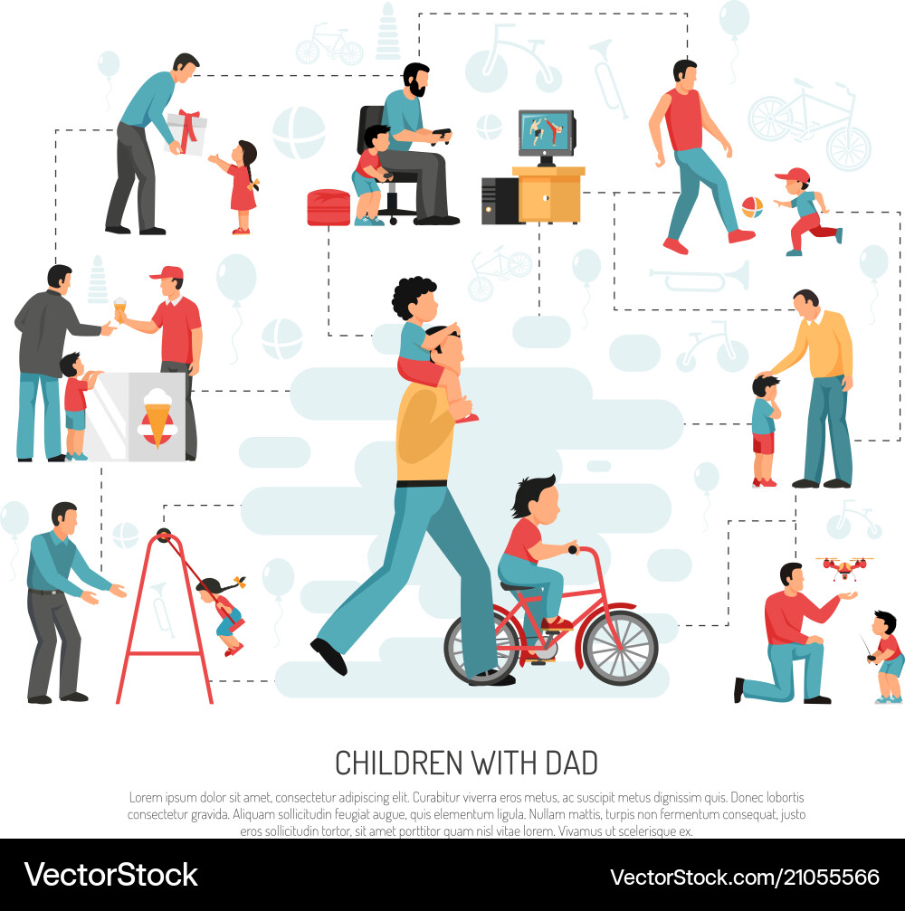 Children dad parenting infographics Royalty Free Vector