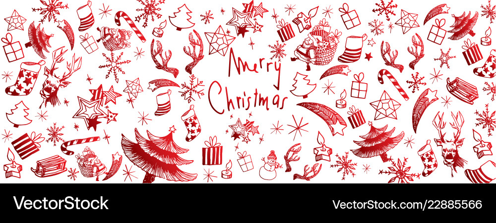 Christmas doodles background Royalty Free Vector Image