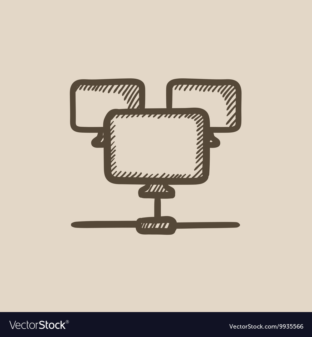 Computer network sketch icon Royalty Free Vector Image