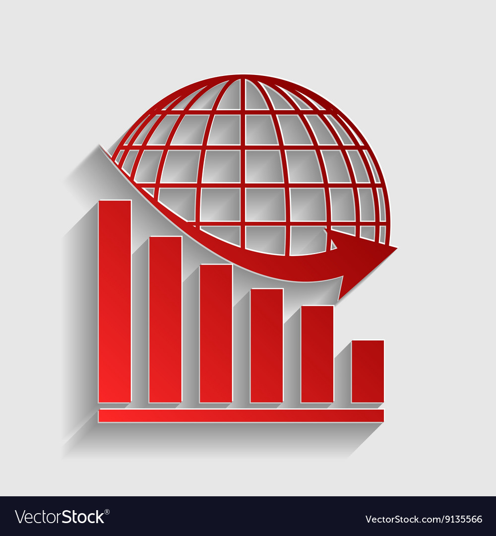 Declining graph with earth Royalty Free Vector Image