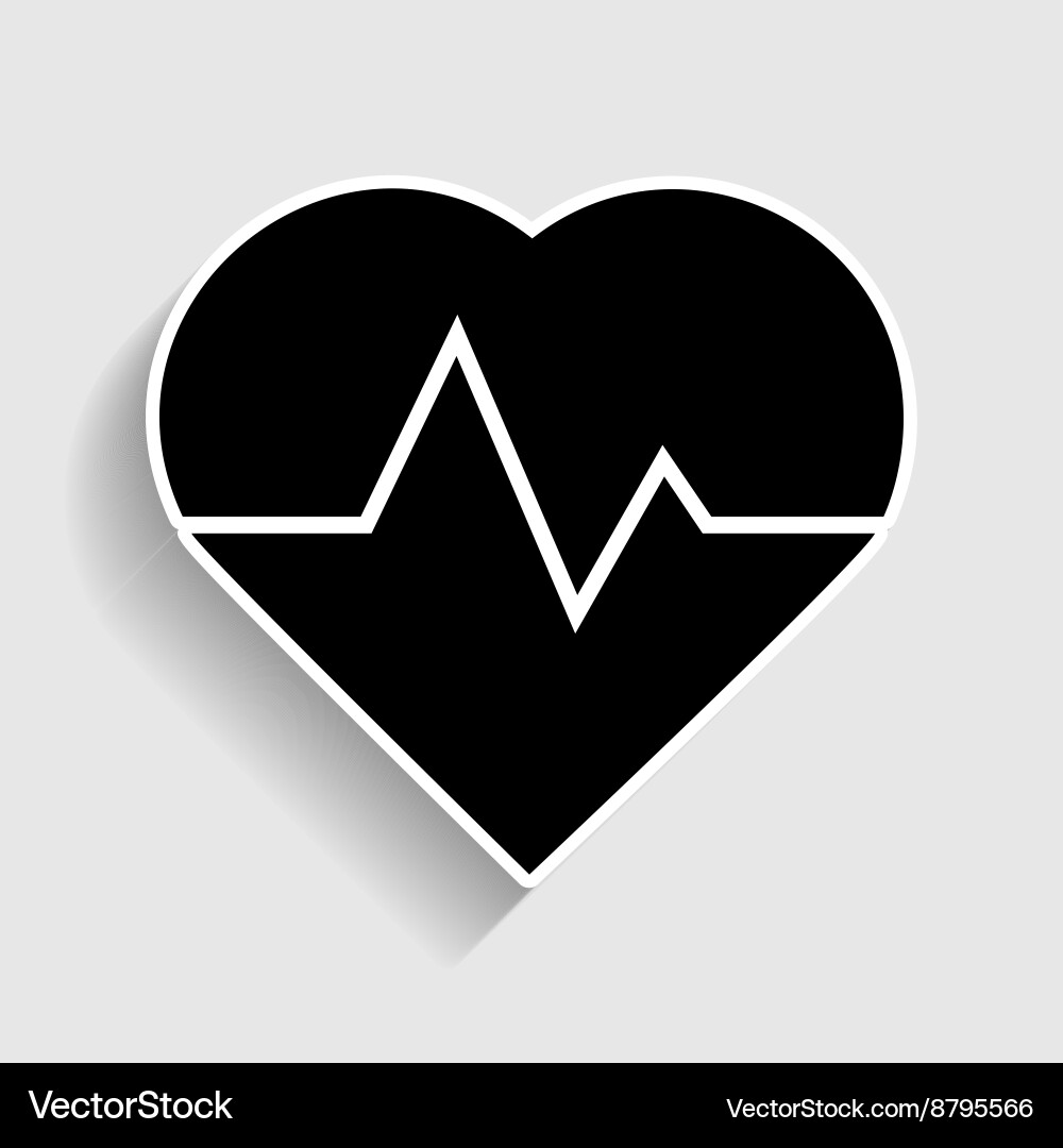Heartbeat sign Sticker style icon Royalty Free Vector Image