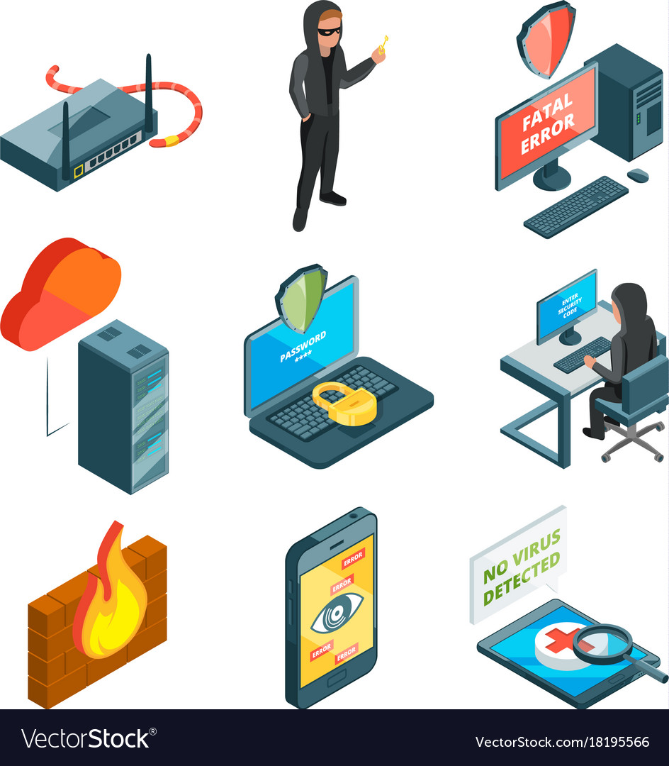 Icon set internet security web protection Vector Image