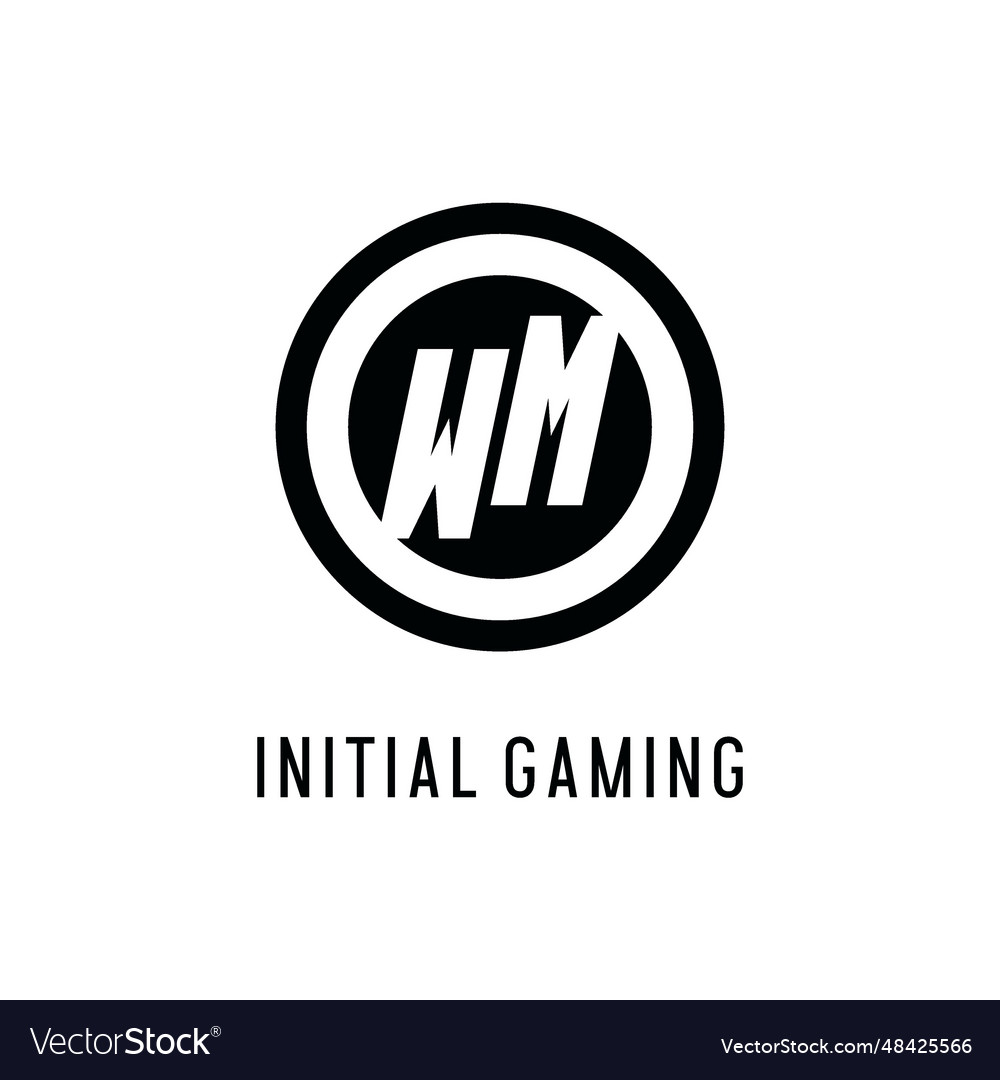 Initial Wm Logo Concentric Circle Line Clean Vector Image