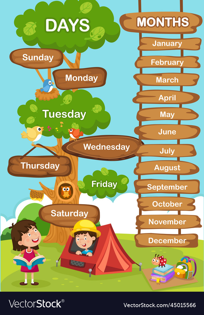 Months and day Royalty Free Vector Image - VectorStock