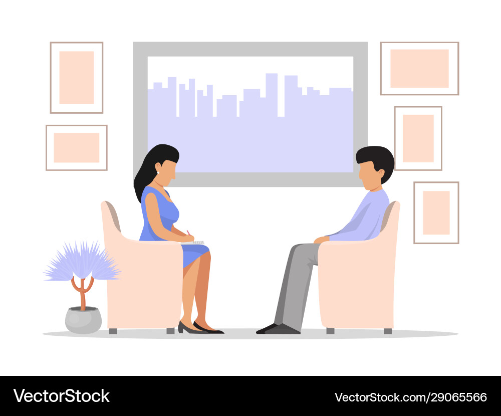Psychologist psychotherapy session with man Vector Image
