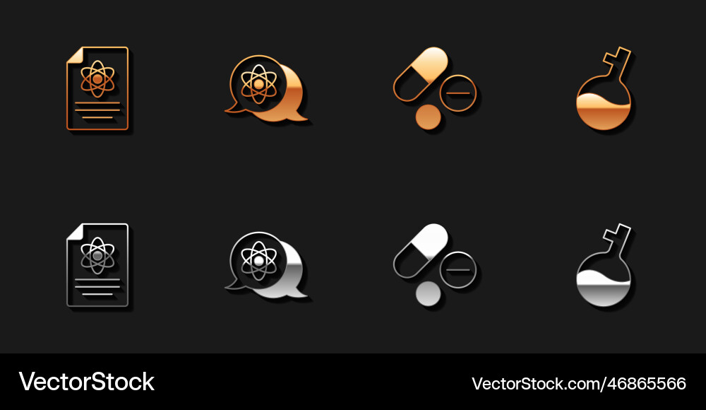 Set chemistry report atom medicine pill tablet Vector Image
