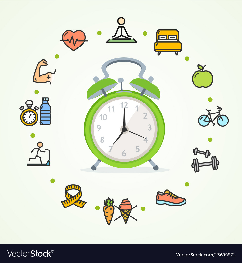 Daily Routines Fittness Concept Healthy Life Vector Image