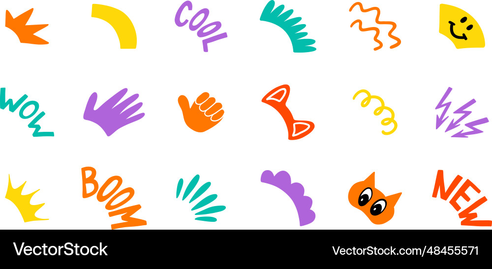 Doodle radial abstract stickers hand drawn round Vector Image