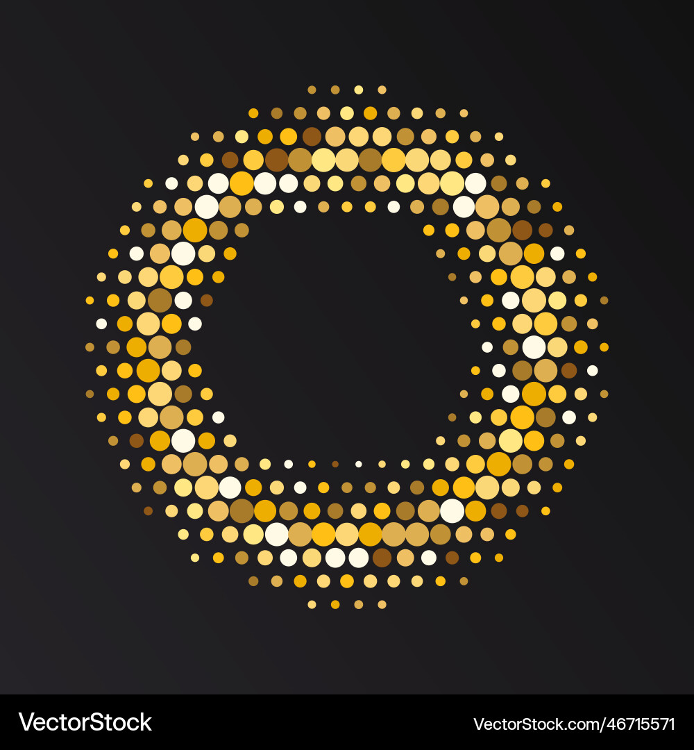 Gold halftone round frame golden luxury Royalty Free Vector