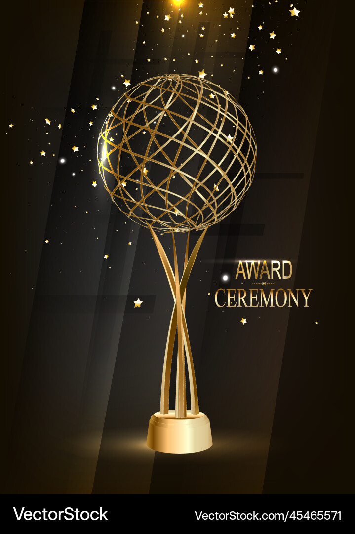 Golden trophy gold cup award realistic Royalty Free Vector