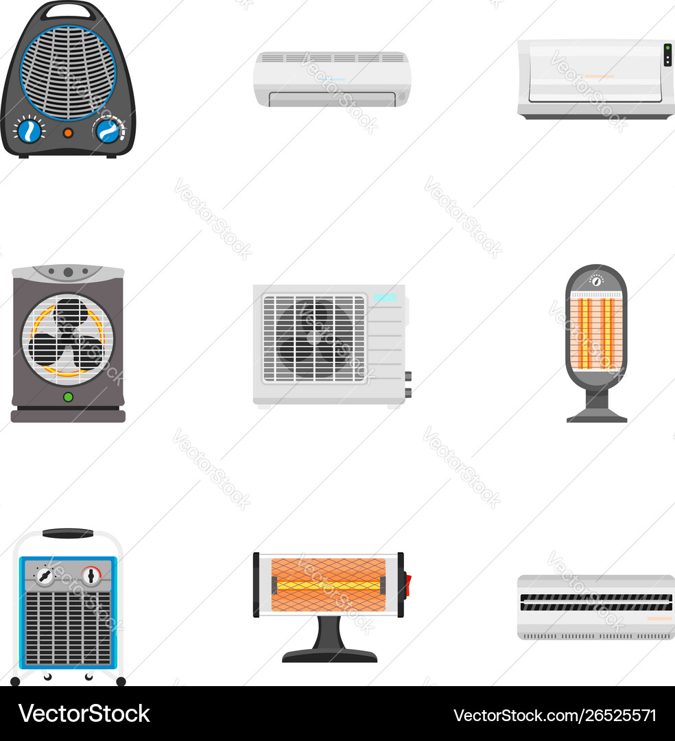 Home wind fan icon set flat style Royalty Free Vector Image