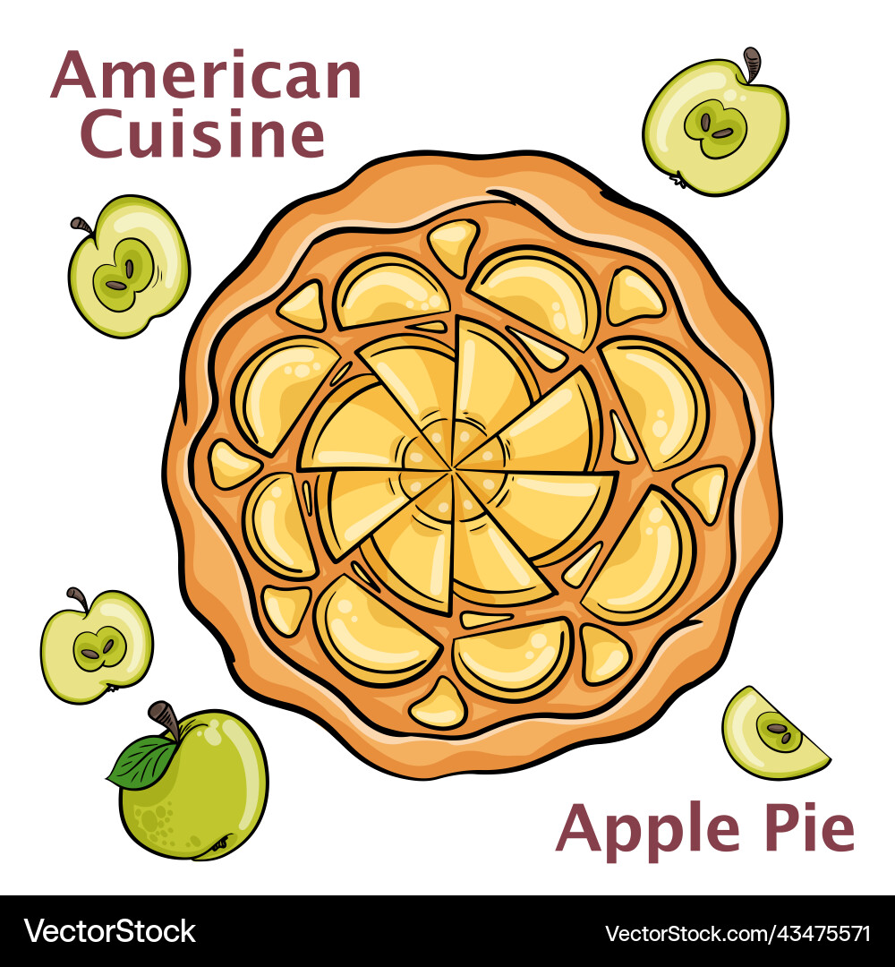 Homemade delicious fresh baked rustic apple pie Vector Image