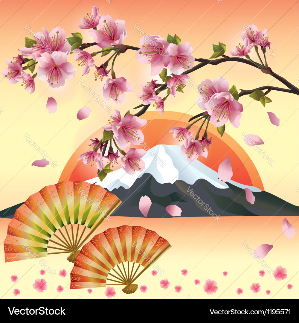 Japanese background with sakura blossom Royalty Free Vector