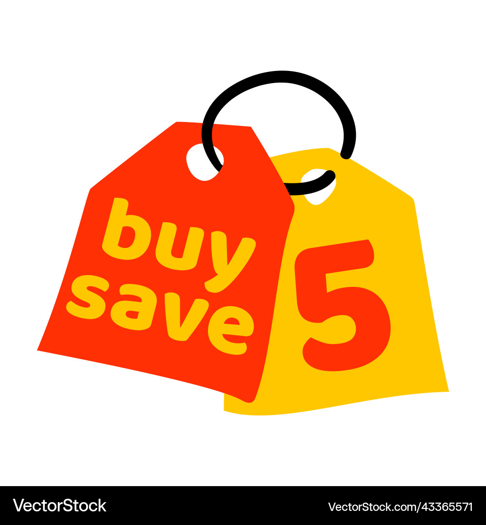 Label buy save 5 Royalty Free Vector Image - VectorStock