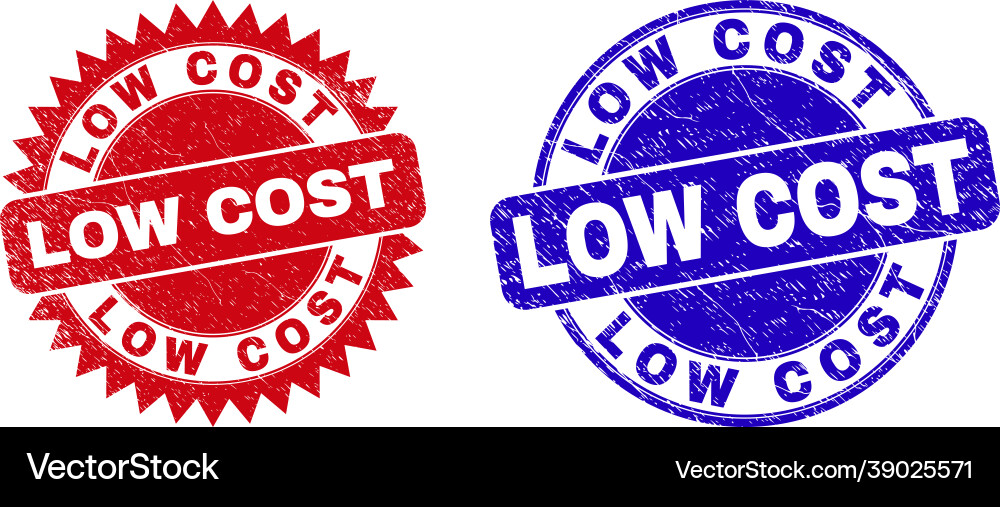 Low cost round and rosette stamps with corroded Vector Image