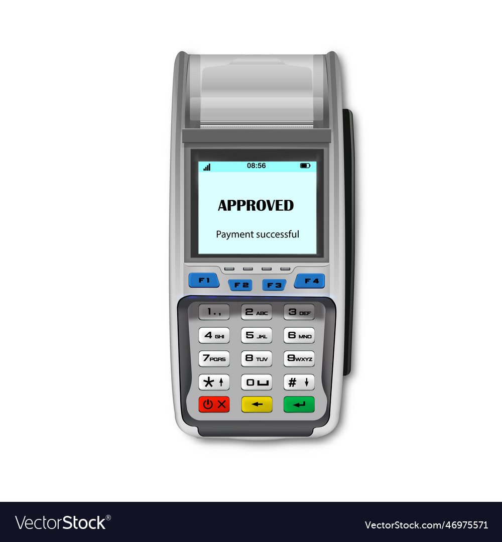 Realistic black 3d payment machine pos terminal Vector Image
