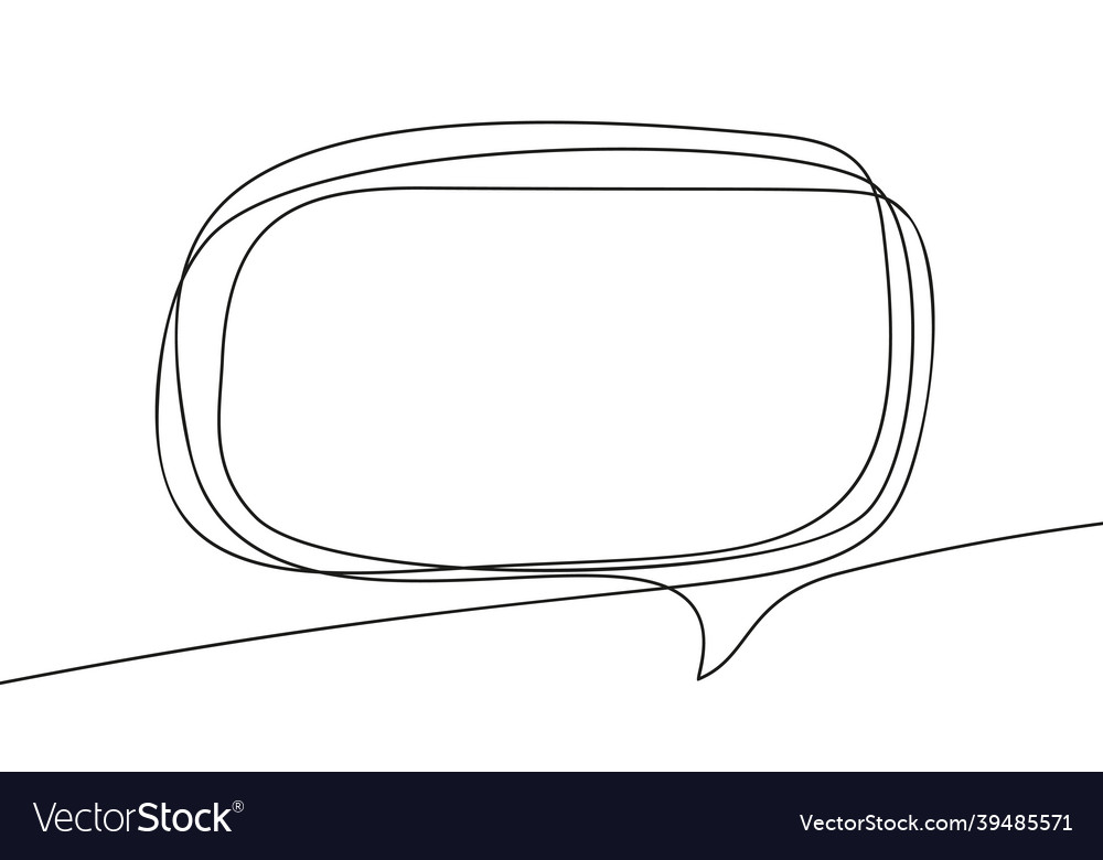Rectangular speech bubble continuous one line Vector Image