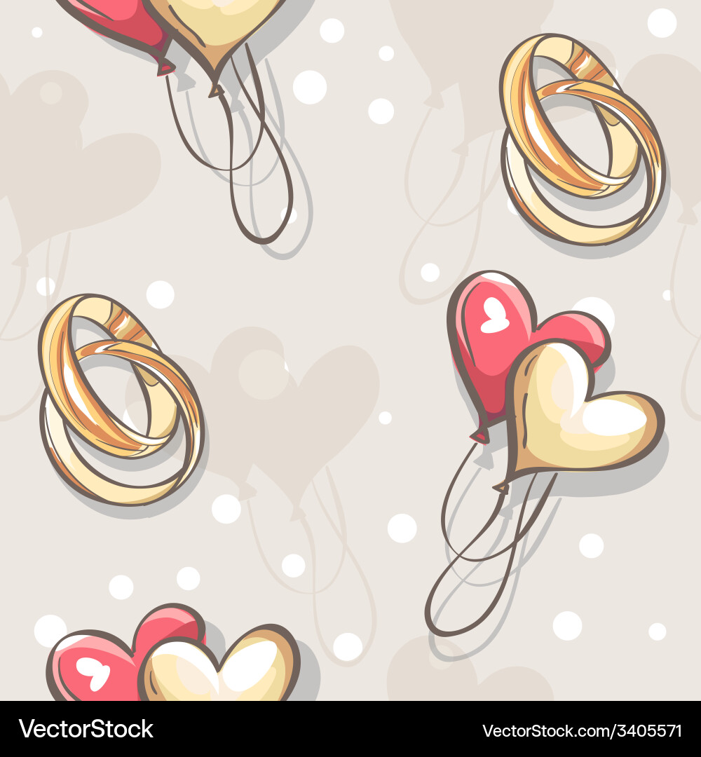 Wedding seamless texture with hearts and balloons Vector Image